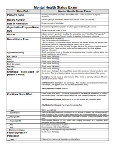 FREE 50 Mental Status Exam Samples In PDF