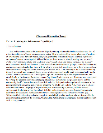 Classroom Observation Sheet
