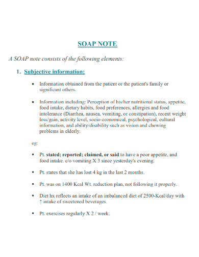FREE 10 Printable Soap Note Samples Counselling Nursing Student 