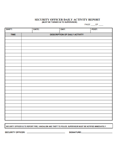FREE 11 Daily Activity Report Samples Security Police Work 