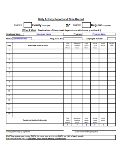 FREE 11 Daily Activity Report Samples Security Police Work 