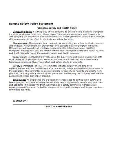 FREE 10 Health And Safety Policy Statement Samples Work 