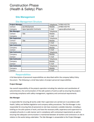 FREE 10 Construction Health And Safety Plan Samples Phase Stage 