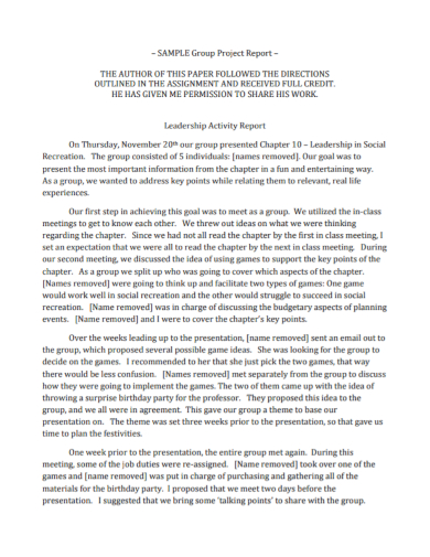 FREE 10 Group Project Report Samples Insurance Progress Final 