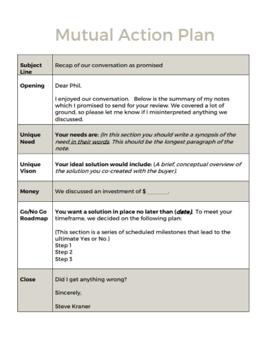 FREE 8 Mutual Action Plan Samples In PDF DOC