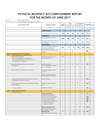 Monthly Accomplishment Report Sample