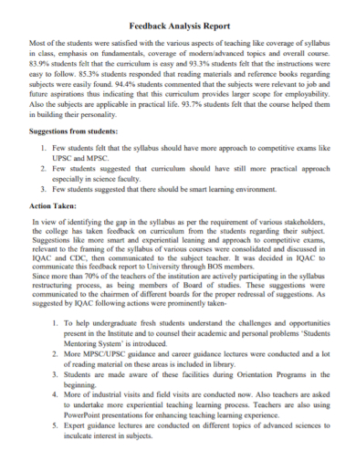 FREE 10 Student Analysis Report Samples Performance Feedback Data 