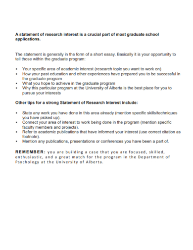 FREE 10 Research Interest Statement Samples Conflict Problem Purpose 