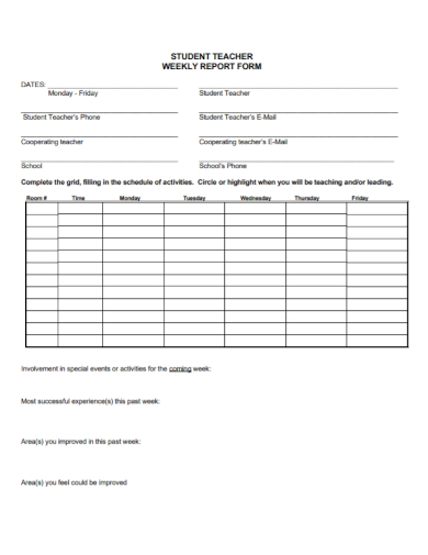 FREE 6 Teachers Weekly Report Samples Accomplishment Duty Work 