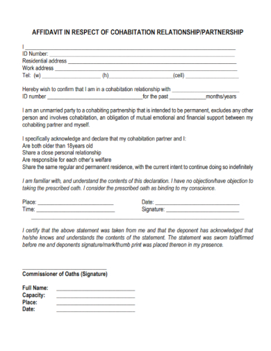FREE 6 Affidavit Of Cohabitation Samples In PDF