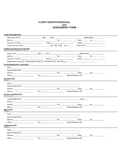 FREE 3 Client Biopsychosocial Assessment Samples In PDF