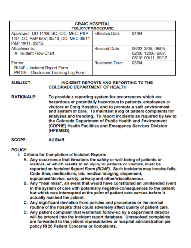 FREE 11 Hospital Incident Report Samples Serious Nursing System 