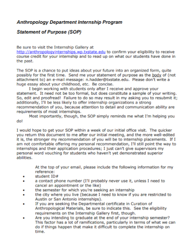 FREE 11 Internship Statement Of Purpose Samples In PDF DOC