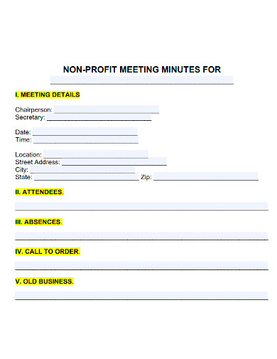 Non Profit Meeting Minutes Template Sample Eforms Bank2home