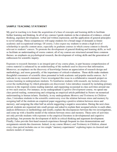 FREE 10 Teaching Statement Samples Philosophy Personal Faculty 