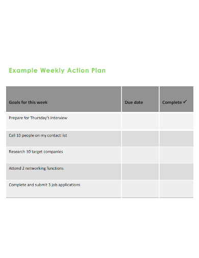 FREE 10 Weekly Action Plan Samples In PDF