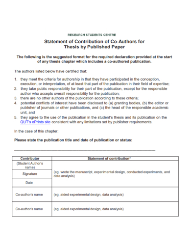 FREE 6 Research Contribution Statement Samples In PDF DOC