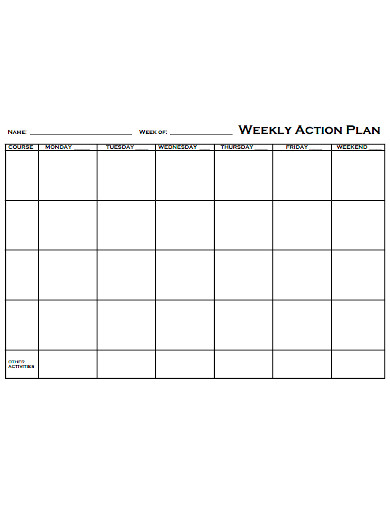 FREE 10 Weekly Action Plan Samples In PDF