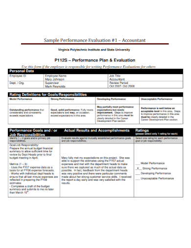 FREE 5 Accounting Performance Evaluation Samples Employee Manager 