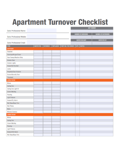 FREE 10 Turnover Checklist Samples Project Apartment Cleaning 