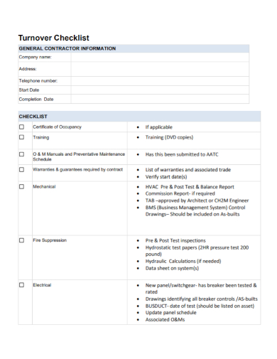 FREE 10 Turnover Checklist Samples Project Apartment Cleaning 