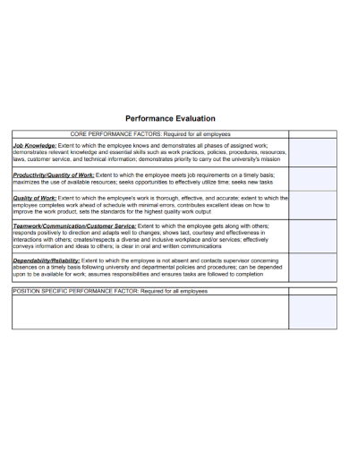 FREE 10 Quality Of Work Evaluation Samples Employee Self Performance 