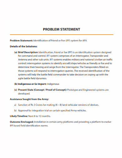 FREE 5 Army Problem Statement Samples In PDF DOC