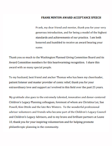 Speech For Award Ceremony In Office Coverletterpedia