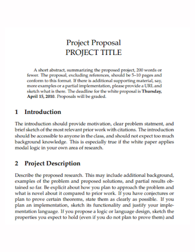 FREE 10 Title Project Proposal Samples Community School Student 