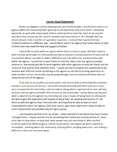FREE 10 Career Goal Statement Samples In PDF DOC