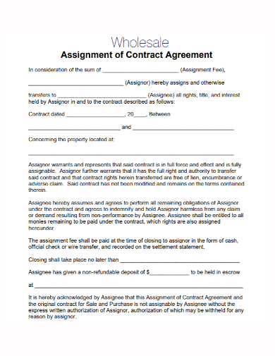 FREE 10 Wholesale Assignment Contract Samples In PDF