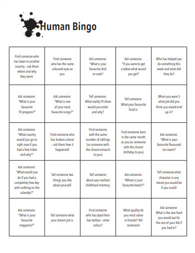 FREE 10 Human Bingo Samples In PDF MS Word