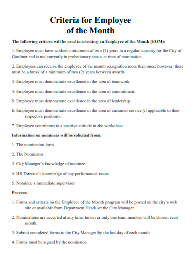 FREE 10 Employee Of The Month Samples In PDF