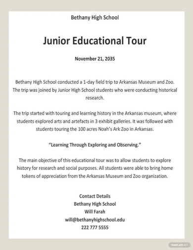 How To Write A School Field Trip Report
