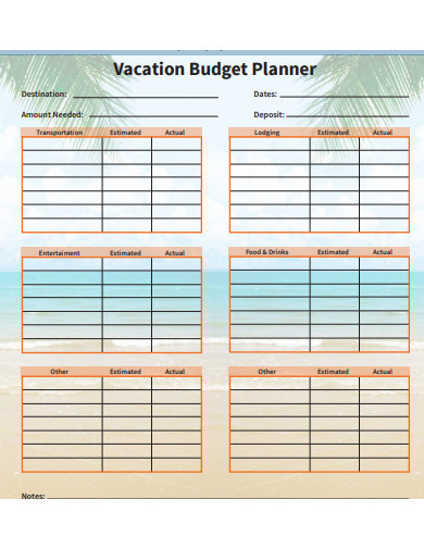 FREE 4 Vacation Budget Planner Samples In PDF