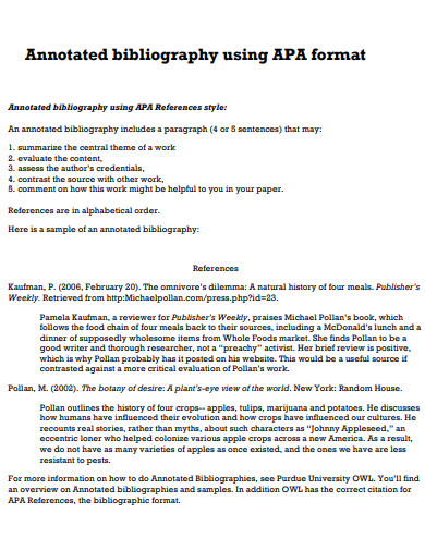  Apa Style Annotated Bibliography Sample What Is An Annotated 
