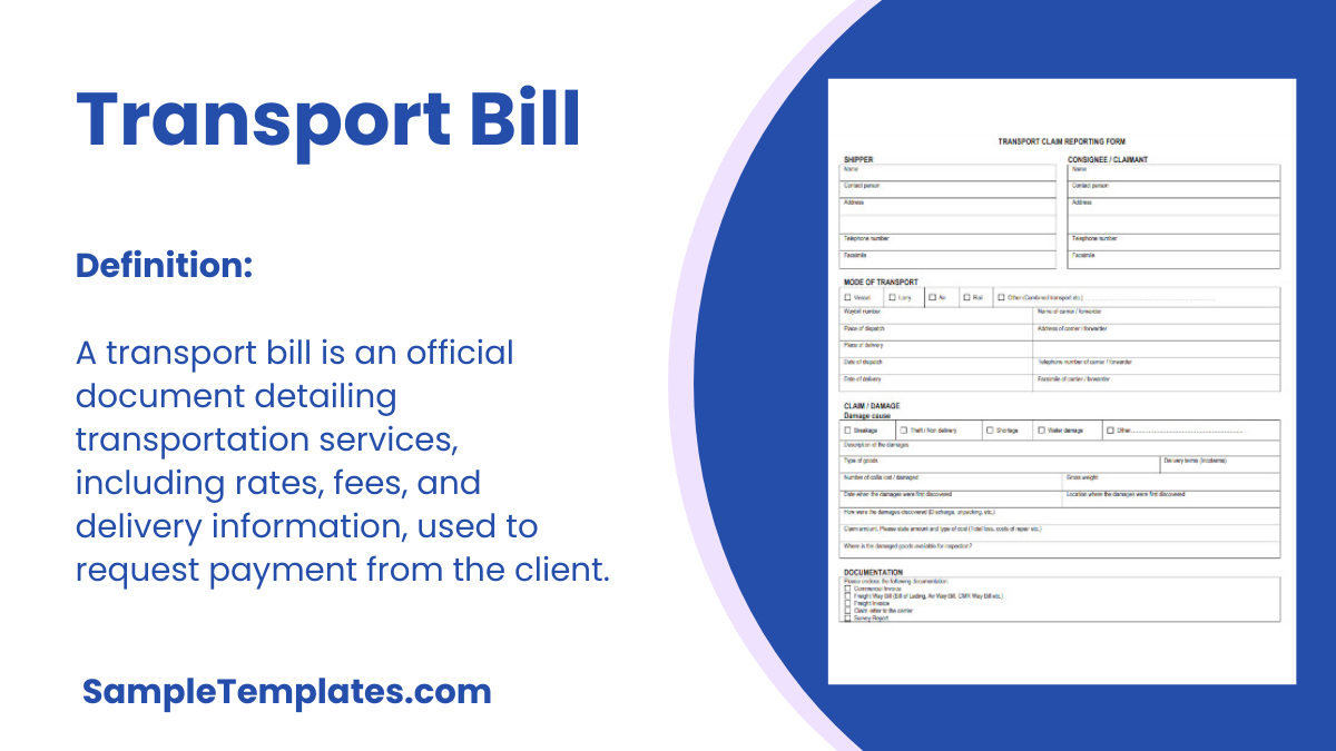 FREE 3+ Transport Bill Format Samples & Templates in PDF