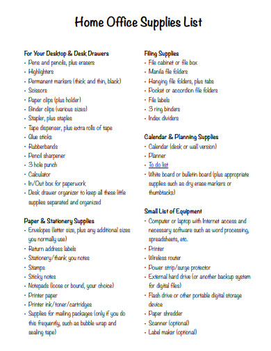 FREE 10 Office Supply List Samples In PDF