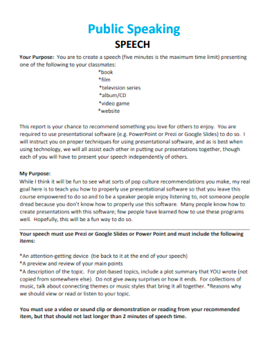 FREE 31+ Speeches Samples in MS Word | PDF